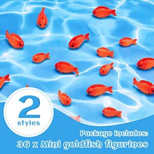 Yookeer Small Resin Red Goldfish Mini Goldfish Figurines Resin Red Fish Toy Set Sea Animals Toys Fairy Garden Accessories Miniature for Home Decor DIY Crafts Miniature Garden Accessories(36 Pieces)