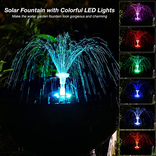 AISITIN 3.5W LED Solar Fountain for Birdbath, Solar Water Fountains with Battery 6 Nozzles, Solar Powered Fountain Pump Solar Fountain for Garden Birdbath Pond Pool Fish Tank Outdoor