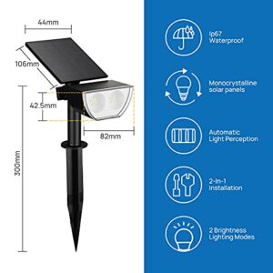 Linkind Solar Spot Lights Outdoor, 6500K Daylight Solar Spotlight, IP67 Waterproof Adjustable Solar Panel, Solar Landscape Garden Light for Yard Patio Trees, 6 Pack