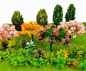 28 pcs miniature fairy garden tree plant ornament, mixed model trees 1-3 inches, miniature dollhouse pots decor moss bonsai micro landscape diy craft garden ornament