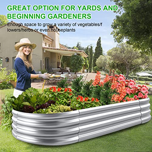 SOMXOY Raised Garden Bed,Galvanized Planter Box Oval Large Matel Steel Backyard Beds Outdoor for Vegetables,Flowers,Herbs,Plant