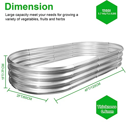 SOMXOY Raised Garden Bed,Galvanized Planter Box Oval Large Matel Steel Backyard Beds Outdoor for Vegetables,Flowers,Herbs,Plant