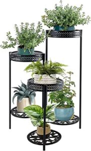 plant stand 6 tier indoor outdoor multiple flower pot display holder – metal wrought iron planter organizer shelf corner potted storage rack for garden patio lawn balcony black