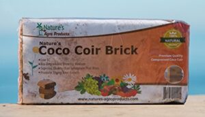 nature’s premium organic coco coir 1 pound brick, garden soil, reptile bedding, hydroponics, growing medium, aquaponics, soil amendment