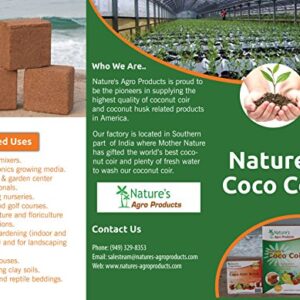 Nature's Premium Organic Coco Coir 1 Pound Brick, Garden Soil, Reptile Bedding, Hydroponics, Growing Medium, Aquaponics, Soil Amendment