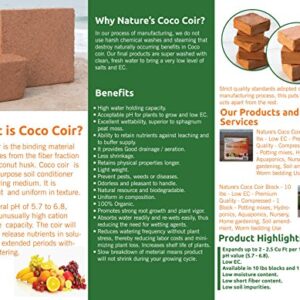 Nature's Premium Organic Coco Coir 1 Pound Brick, Garden Soil, Reptile Bedding, Hydroponics, Growing Medium, Aquaponics, Soil Amendment