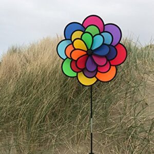 In the Breeze Triple Wheel Flower - Ground Stake Included - Colorful Wind Spinner for Your Yard or Garden,2830