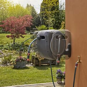 GARDENA 8055-100 Foot Wall Mounted Retractable Reel with Hose Guide, Automatic retraction for Easy Watering