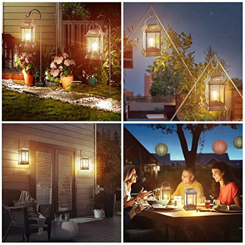 UBright Solar Lantern Solar Outdoor Lights Metal Solar Lights, Hanging Solar Lights Lanterns Outdoor Waterproof Solar Garden Lights Pathway Lights Solar Powered Lights for Patio Yard LED Bulb 2 Pack