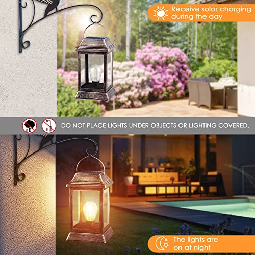 UBright Solar Lantern Solar Outdoor Lights Metal Solar Lights, Hanging Solar Lights Lanterns Outdoor Waterproof Solar Garden Lights Pathway Lights Solar Powered Lights for Patio Yard LED Bulb 2 Pack