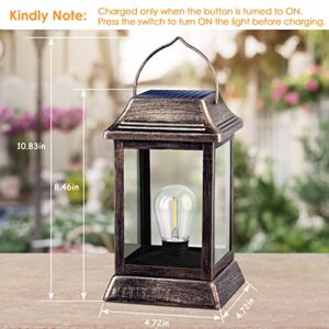 UBright Solar Lantern Solar Outdoor Lights Metal Solar Lights, Hanging Solar Lights Lanterns Outdoor Waterproof Solar Garden Lights Pathway Lights Solar Powered Lights for Patio Yard LED Bulb 2 Pack