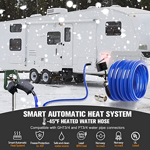 Bipeoo 30FT Heated Water Hose for Rv,-45 ℉ Antifreeze Drinking Garden Water Hose with Energy Saving Thermostat，1/2" Inner Diameter Rv Accessories-Lead and BPA Free，DuctHoses