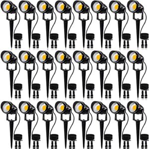 sunvie 24 pack low voltage landscape lights led 12w landscape lighting with connectors ac/dc 12v-24v outdoor spotlight ip65 waterproof tree flag lights warm white spotlights for yard garden pathway