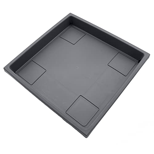 The HC Companies 14 Inch Accent Square Plastic Plant Saucer - Indoor Outdoor Plant Trays for Pots - 14"x14"x1.8", Warm Gray