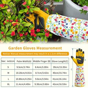 isilila Long Gardening Gloves for Women, Rose Pruning Gloves Thornproof with Forearm Protection, Breathable Work Gloves with Touch Medium