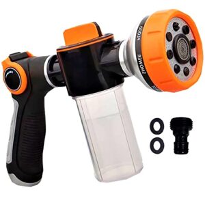 detail bright-premium high pressure hose nozzle-hose sprayer with bottle-car wash foam gun-dog attachment-garden nozzle-8 spray pattern-dog bath-car cleaning-gardening-5 years, orange bezel