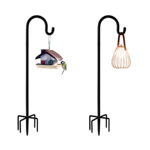 shepherd hooks 36 inches for bird feeders outside heavy duty shepherd stand plant hanger yard hooks for lanterns,solar lights,bird feeder,wedding,planter pot,adjustable height powder coated-2 packs