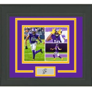 framed justin jefferson facsimile laser engraved signature auto minnesota vikings 15×16 football photo