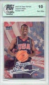 2003-04 dwyane wade fleer olympic rookie card pgi 10! – basketball slabbed rookie cards