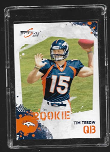 Tim Tebow RC - Denver Broncos (RC - Rookie Card) 2010 Score Football Card - NFL Trading Card in Screwdown Case