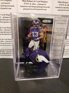 dalvin cook minnesota vikings mini helmet card display case collectible auto shadowbox autograph