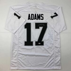 autographed/signed davante adams las vegas oakland white football jersey beckett bas coa