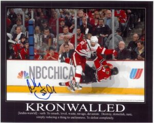 niklas kronwall autographed detroit red wings 8×10 photo #6 “kronwalled”