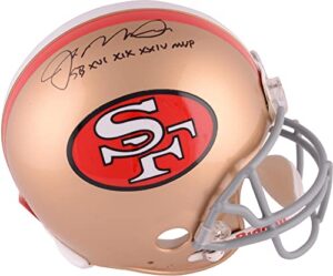 joe montana san francisco 49ers autographed throwback pro line helmet with sb mvp inscriptions – autographed nfl helmets