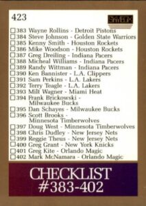 1990 skybox basketball card (1990-91) #423 checklist