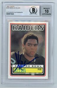 marcus allen 1983 topps football autograph auto rookie card #294 – bas 10