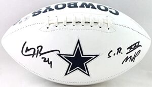 larry brown autographed dallas cowboys logo football w/sb mvp- beckett w black