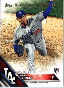 2016 topps update #us136 julio urias los angeles dodgers baseball rookie debut card-mint