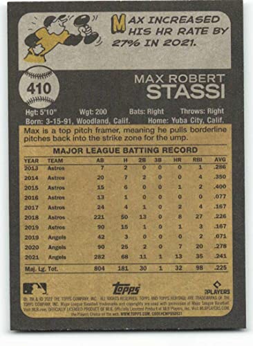 2022 Topps Heritage #410 Max Stassi High Number Short Print SP Short Print Los Angeles Angels MLB Baseball Base Trading Card