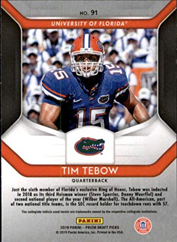 2019 Panini Prizm Draft Picks #91 Tim Tebow Florida Gators Football Card