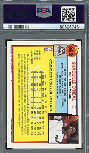 Shaquille O'Neal 1992 Topps Gold Basketball Rookie Card #362 Graded PSA 8