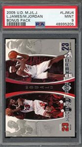 lebron james michael jordan 2005 upper deck bonus pack card #ljmj4 psa 9 mint