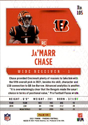 Football NFL 2021 Panini Phoenix Fire Burst #105 Ja'Marr Chase RC Bengals