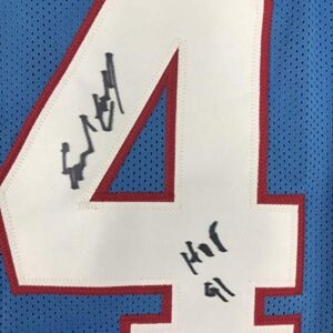 Autographed/Signed Earl Campbell HOF 91 Houston Blue Stat Football Jersey JSA COA