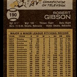 1973 Topps # 190 Bob Gibson St. Louis Cardinals (Baseball Card) EX Cardinals