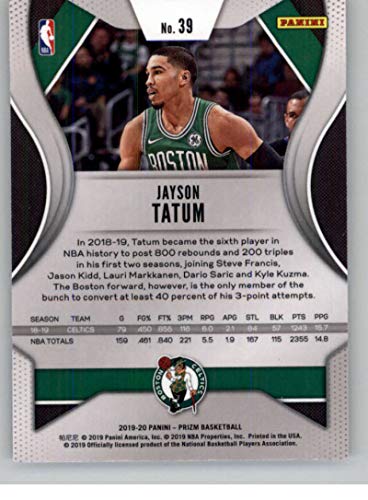 2019-20 Prizm NBA #39 Jayson Tatum Boston Celtics Official Panini Basketball Trading Card