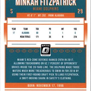 2018 Donruss Optic #103 Minkah Fitzpatrick Rookie RC Rookie Miami Dolphins NFL Football Trading Card