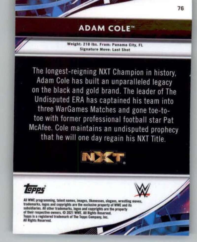 2021 Topps Finest WWE #76 Adam Cole Wrestling Trading Card