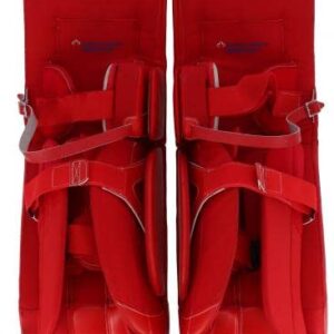 Jordan Binnington St. Louis Blues Game-Used Red Goalie Pads from the 2021 NHL Season - Other Game Used NHL Items