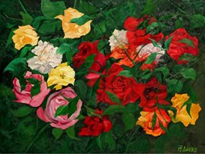 enlaced, still life rose flowers by internationally renowned artist andre dluhos