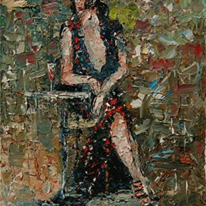 SOLD The Parisienne, Vogue Woman At Paris Cafe By Internationally Renown Painter Andre Dluhos