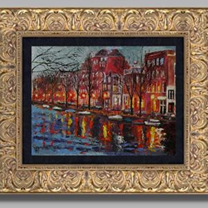 (SOLD) Lights Along Amsterdam - the canals of the Netherlands by internationally renown painter Yary Dluhos