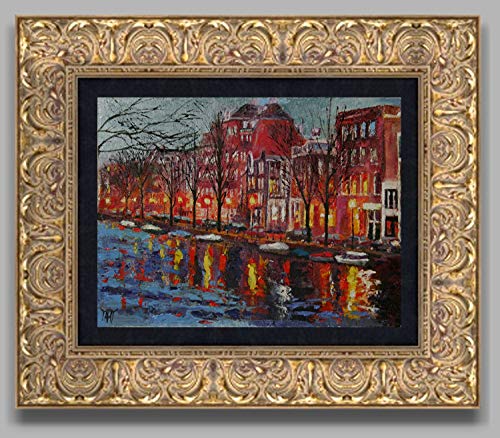 (SOLD) Lights Along Amsterdam - the canals of the Netherlands by internationally renown painter Yary Dluhos