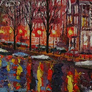 (SOLD) Lights Along Amsterdam - the canals of the Netherlands by internationally renown painter Yary Dluhos