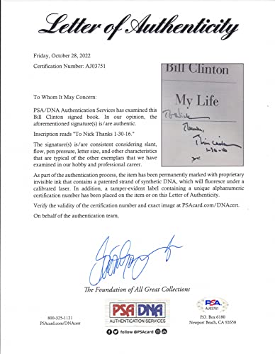 President Bill Clinton Signed Autograph My Life 1st Edition/1st Error Print Book PSA/DNA COA