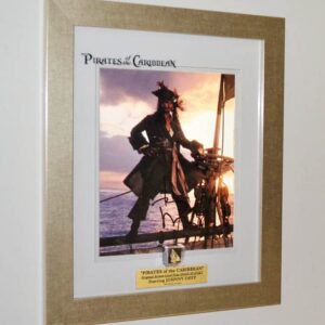 JOHNNY DEPP Signed PIRATES OF CARIBBEAN PHOTO, SCREEN USED PROP GOLD NUGGETS & COIN, WATCH, SAND, BLU RAY